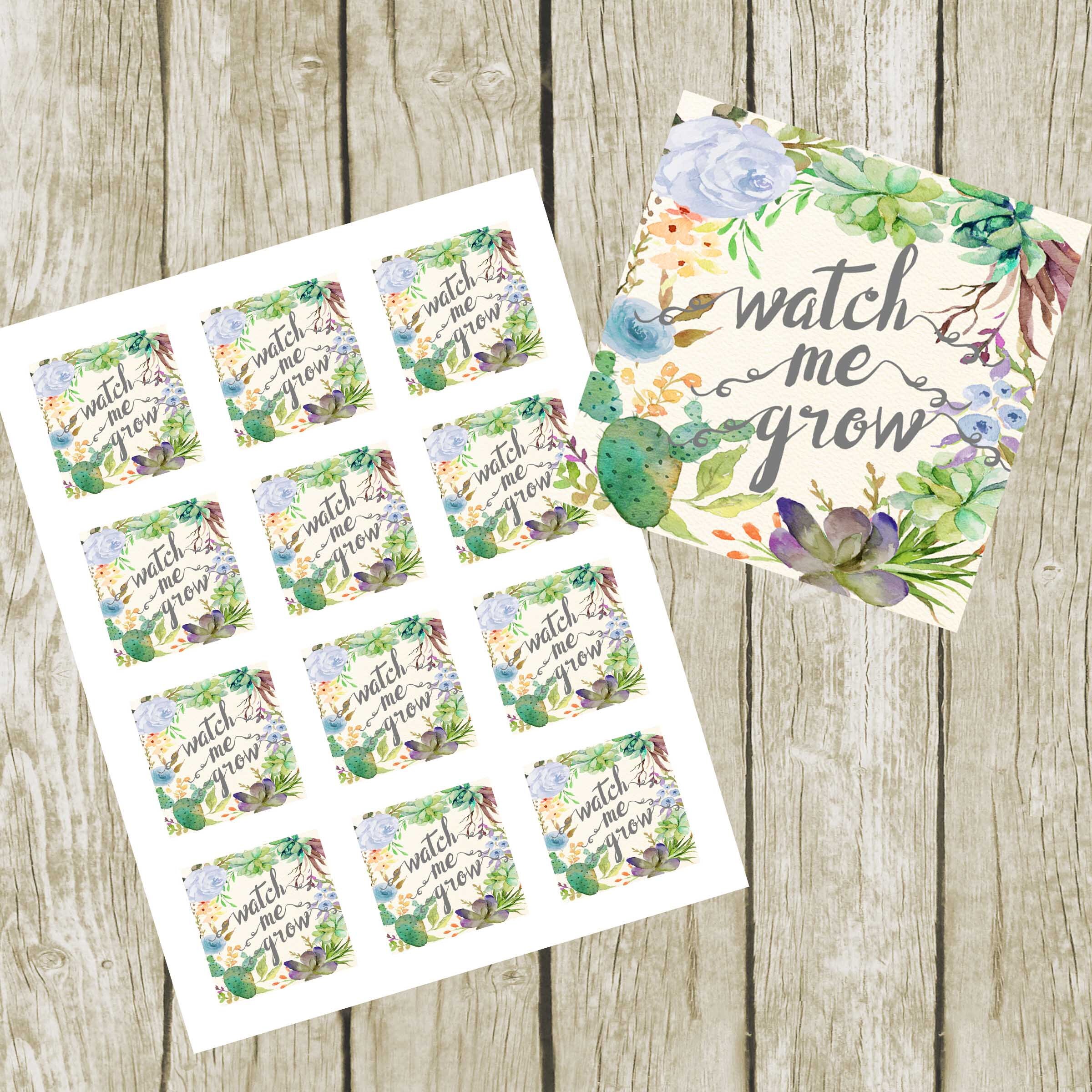 Watch Me Grow Tags. 2 Square Tags Baby Shower Boy | Etsy