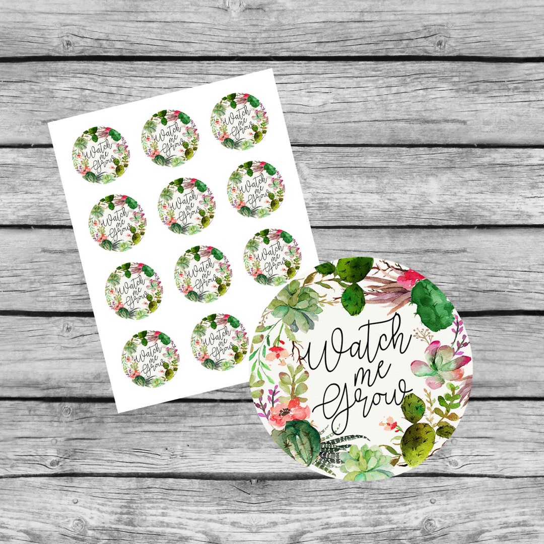 Watch Me Grow Tags Printable Baby Shower Tags 2", Printable Succulent ...