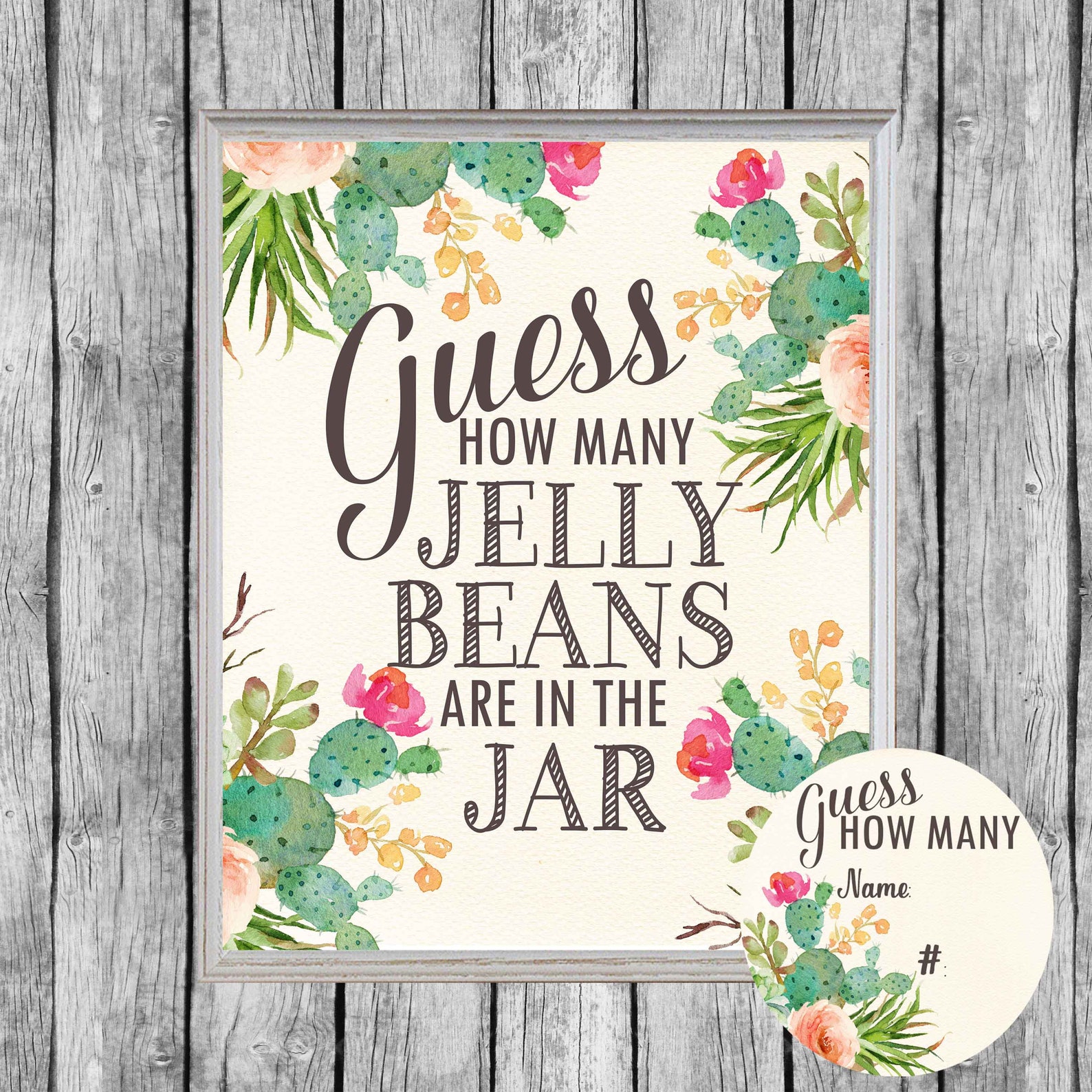 Guess How Many Jelly Beans Sign Baby Shower Fiesta Game Sign Etsy