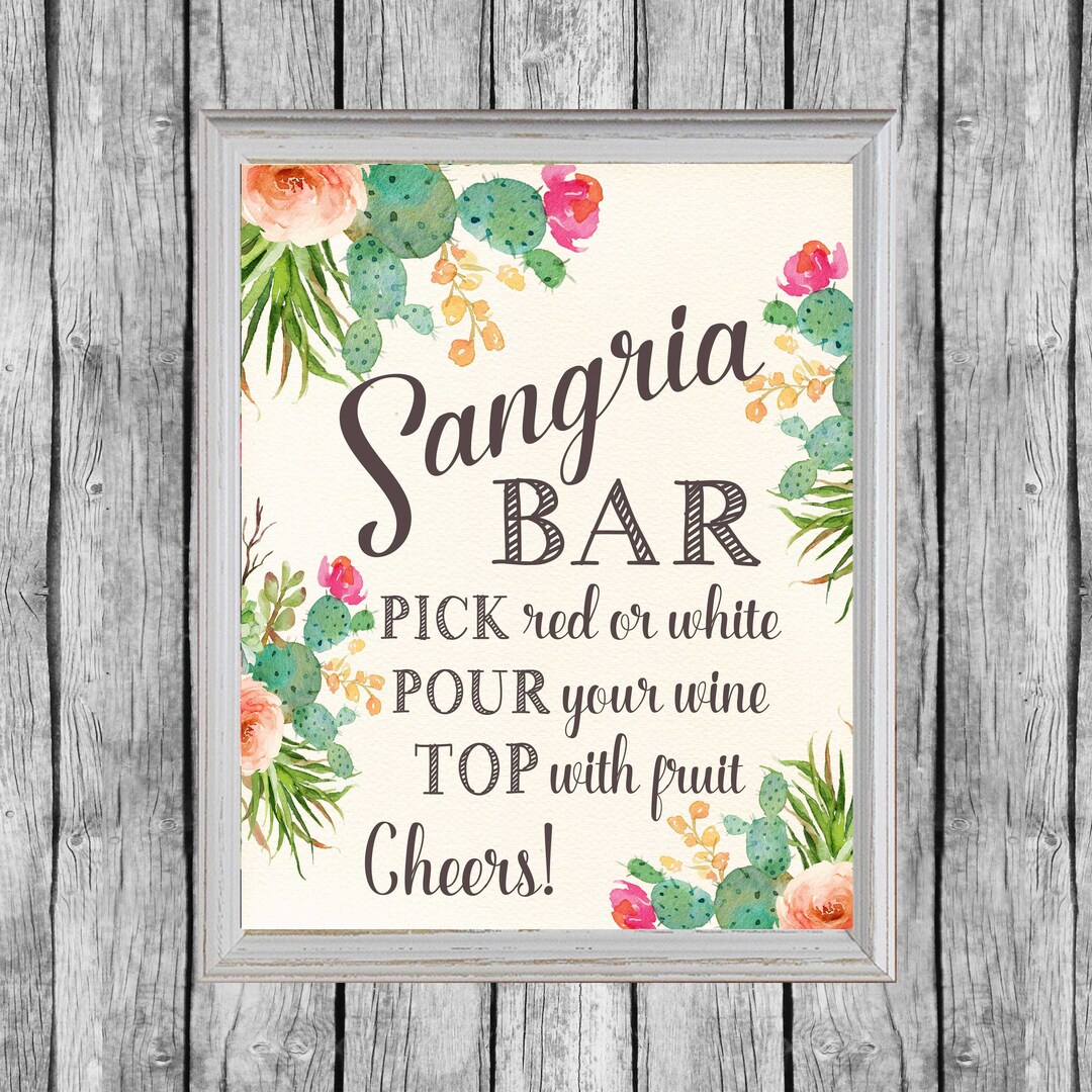 Sangria Bar Sign. Sangria Bar Printable. Bridal Shower Fiesta Sangria ...