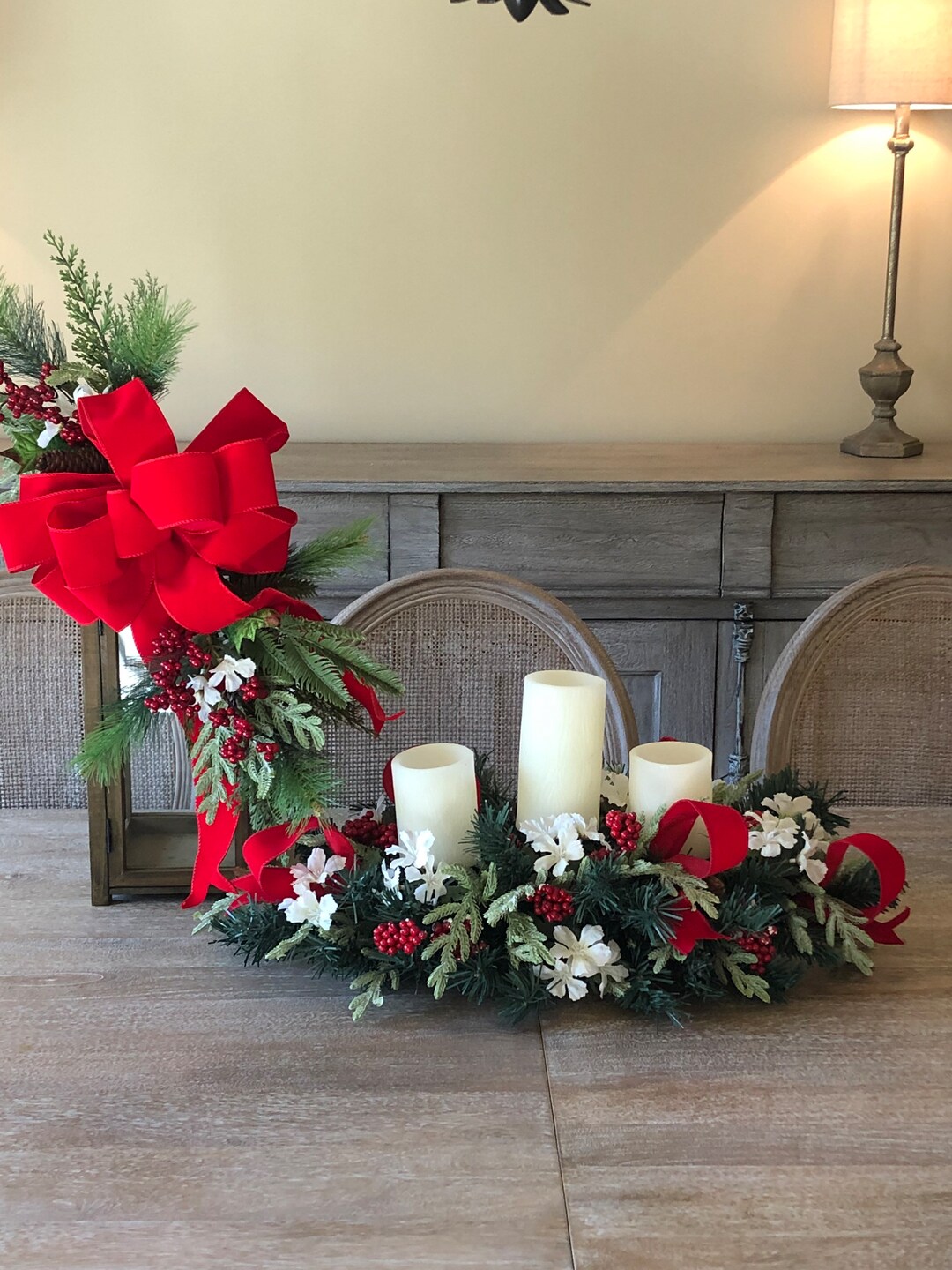 Christmas Centerpiece and Lantern Topper Set - Etsy