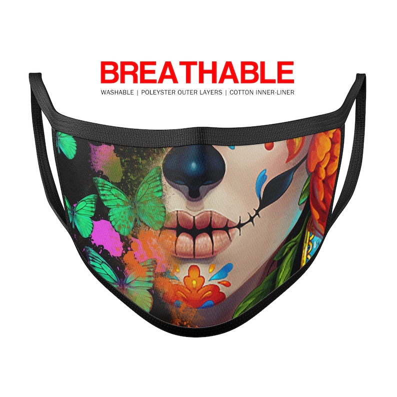 Sugar Skull Face Mask Unisex Reusable Washable 3 Layer 100% | Etsy