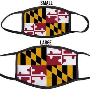 Maryland State Flag Face Mask Unisex Reusable Washable 3 Layer 100% ...