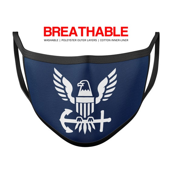 US Navy Face Mask Unisex Reusable Washable 3 Layer 100% | Etsy