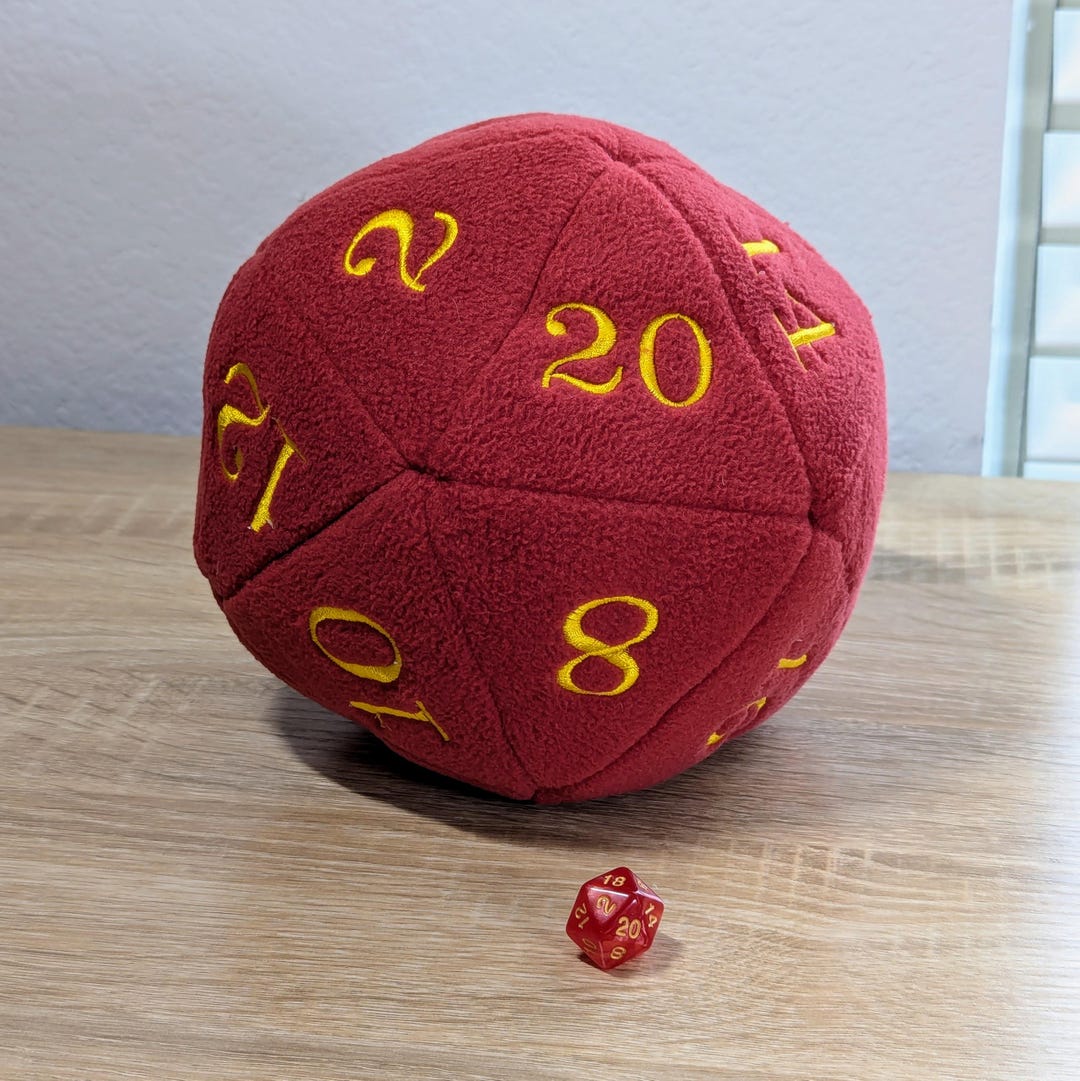 Handmade Embroidered D20 Plush - Etsy