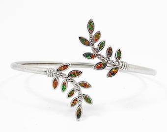 Blue Opal Olive Tree Branch Leaf Bracelet Made of Silver 925 - Etsy
