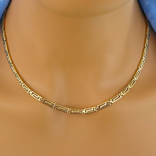 Solid Gold Greek Key Necklace - Etsy