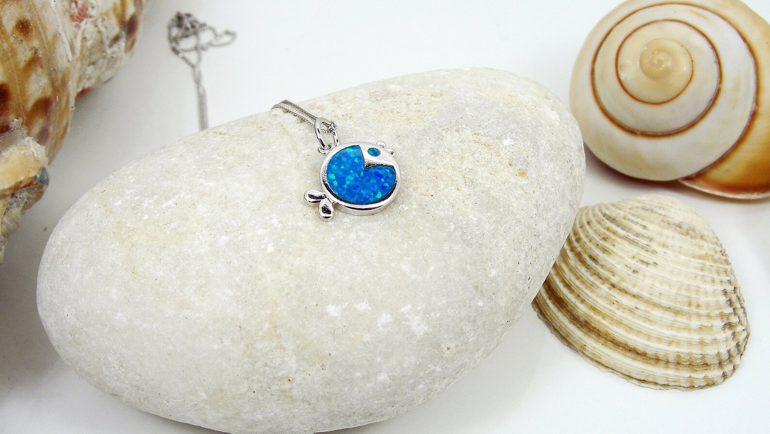 Blue fire opal Fish pendant Silver Greek Jewelry Pendentif | Etsy