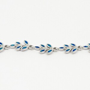 Blue Opal Olive Tree Branch Leaf Bracelet, Sterling Silver, Ancient ...