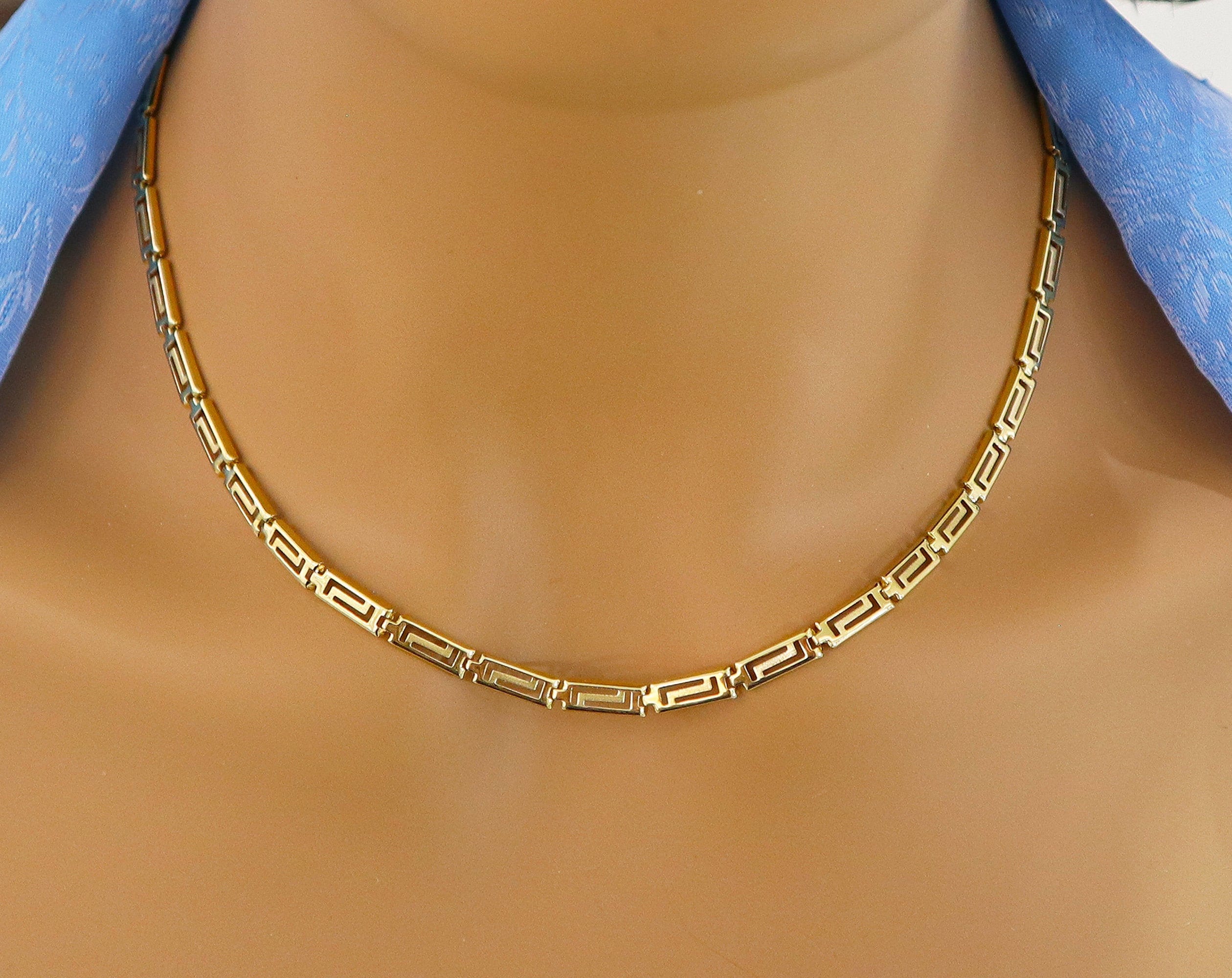 Meander Greek Key Necklace Gold - Etsy