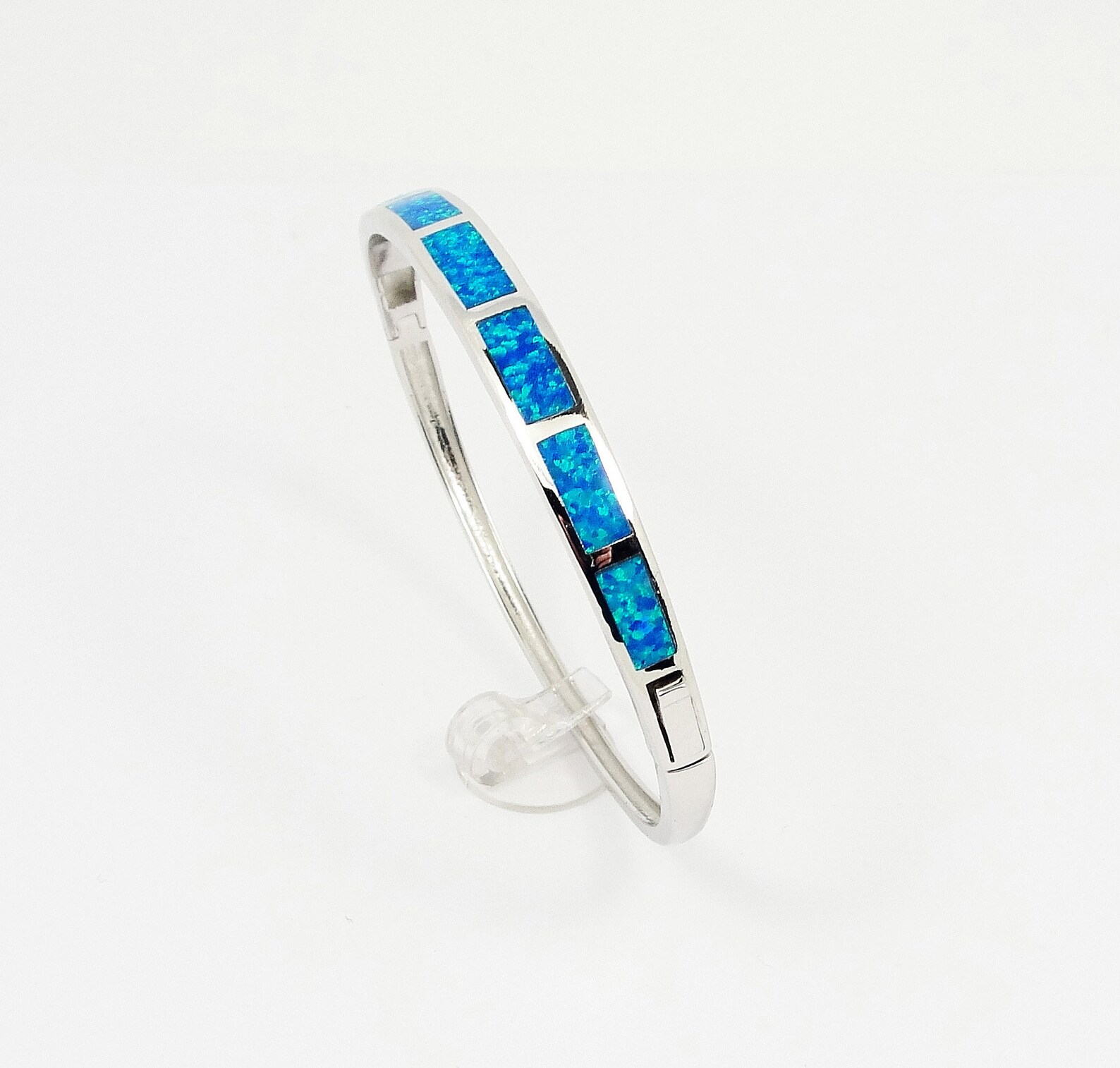 Blue opal bangle bracelet made of silver 925 Greek | Etsy