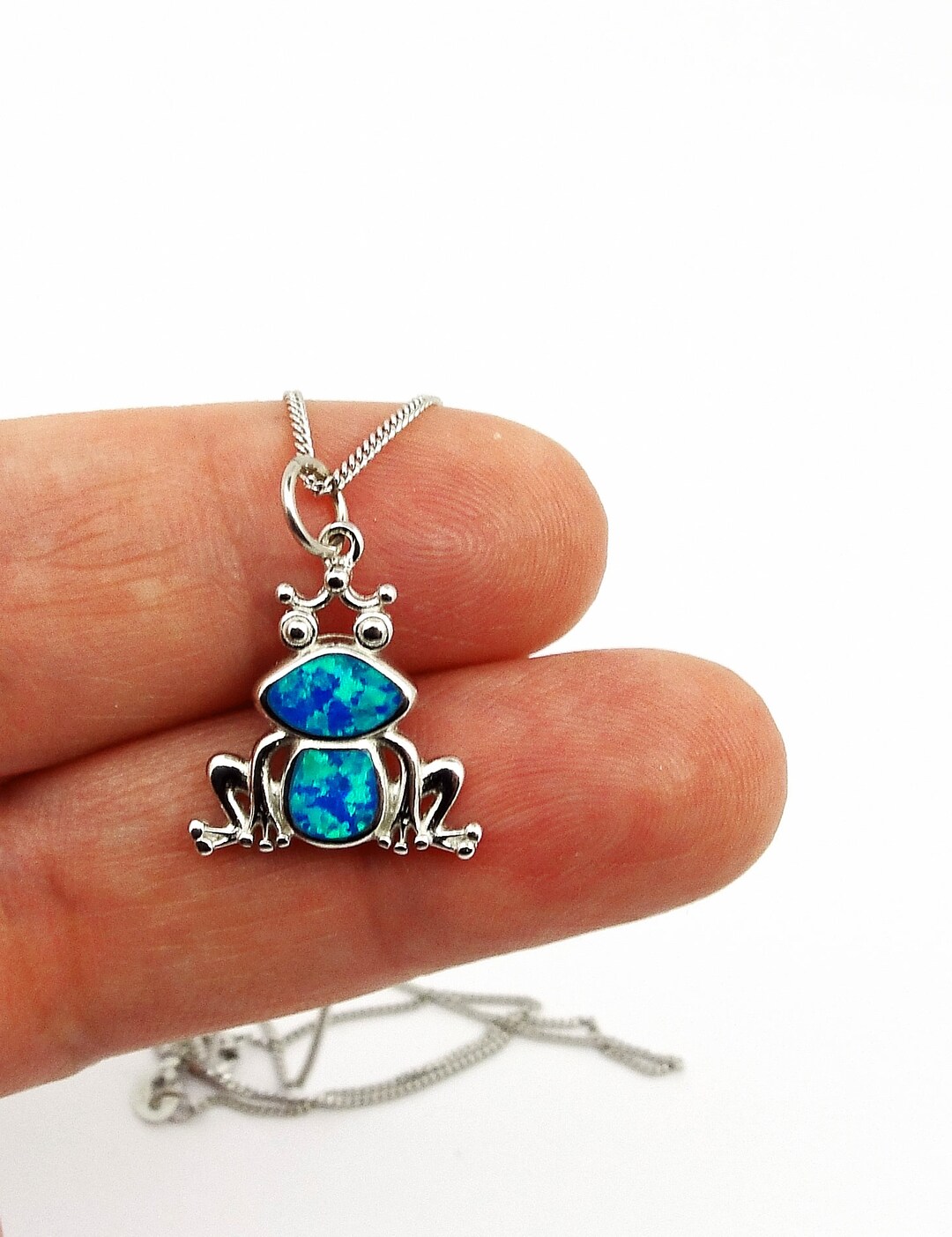 Blue Opal Frog Silver Charm Pendant, Greek Jewelry, Frosch Anhänger ...