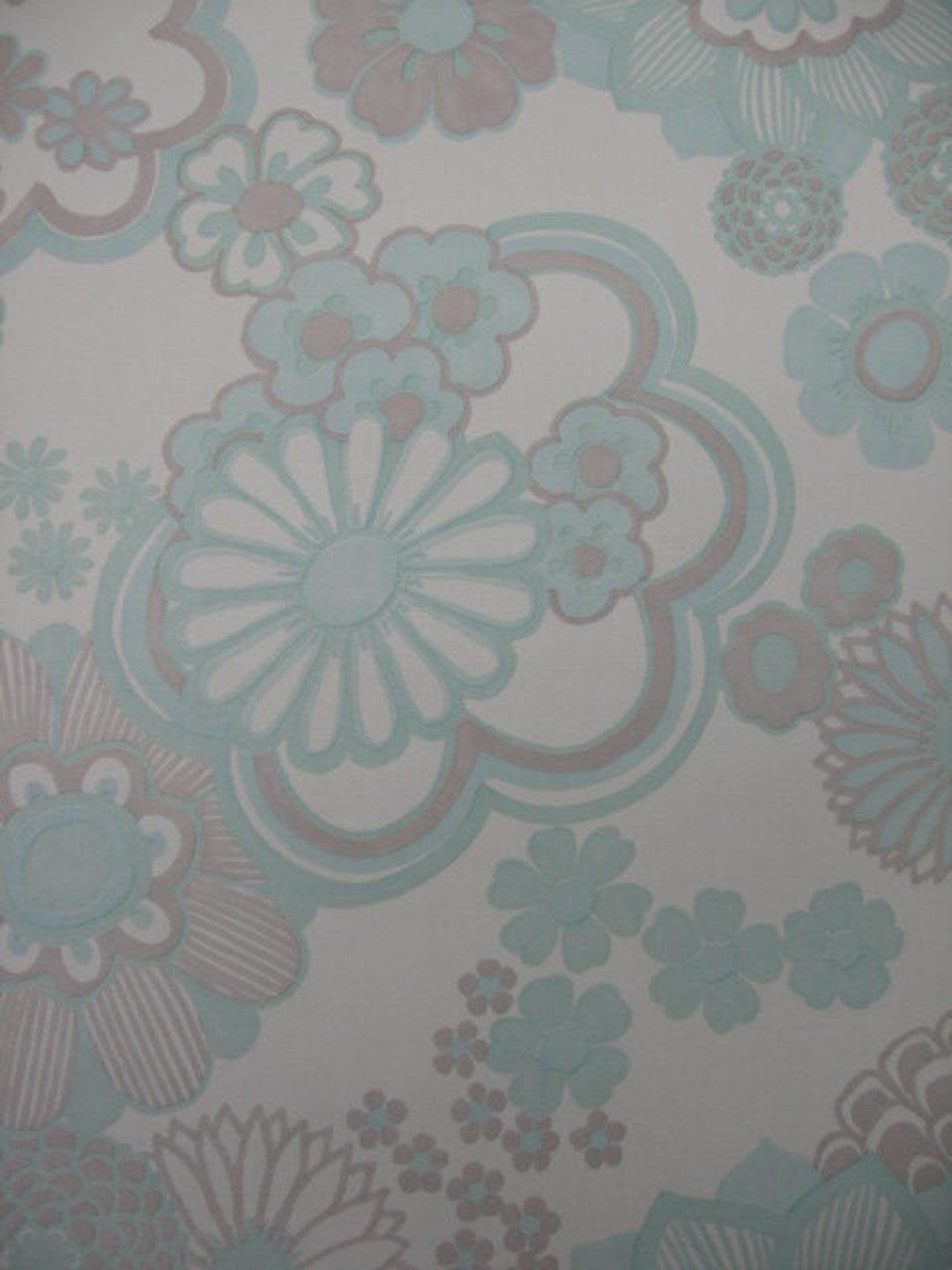 Carta Da Parati Vintage Al Metro - Carta Da Parati Anni '70 - Cuori Blu E Arcobaleni Carta Da ...