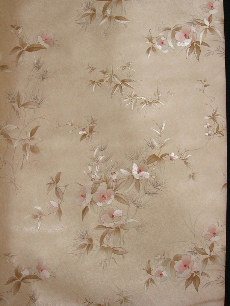 Vintage Wallpaper by the Metre - 80s Wallpaper - 80s Quiet Flower Vinyl ...