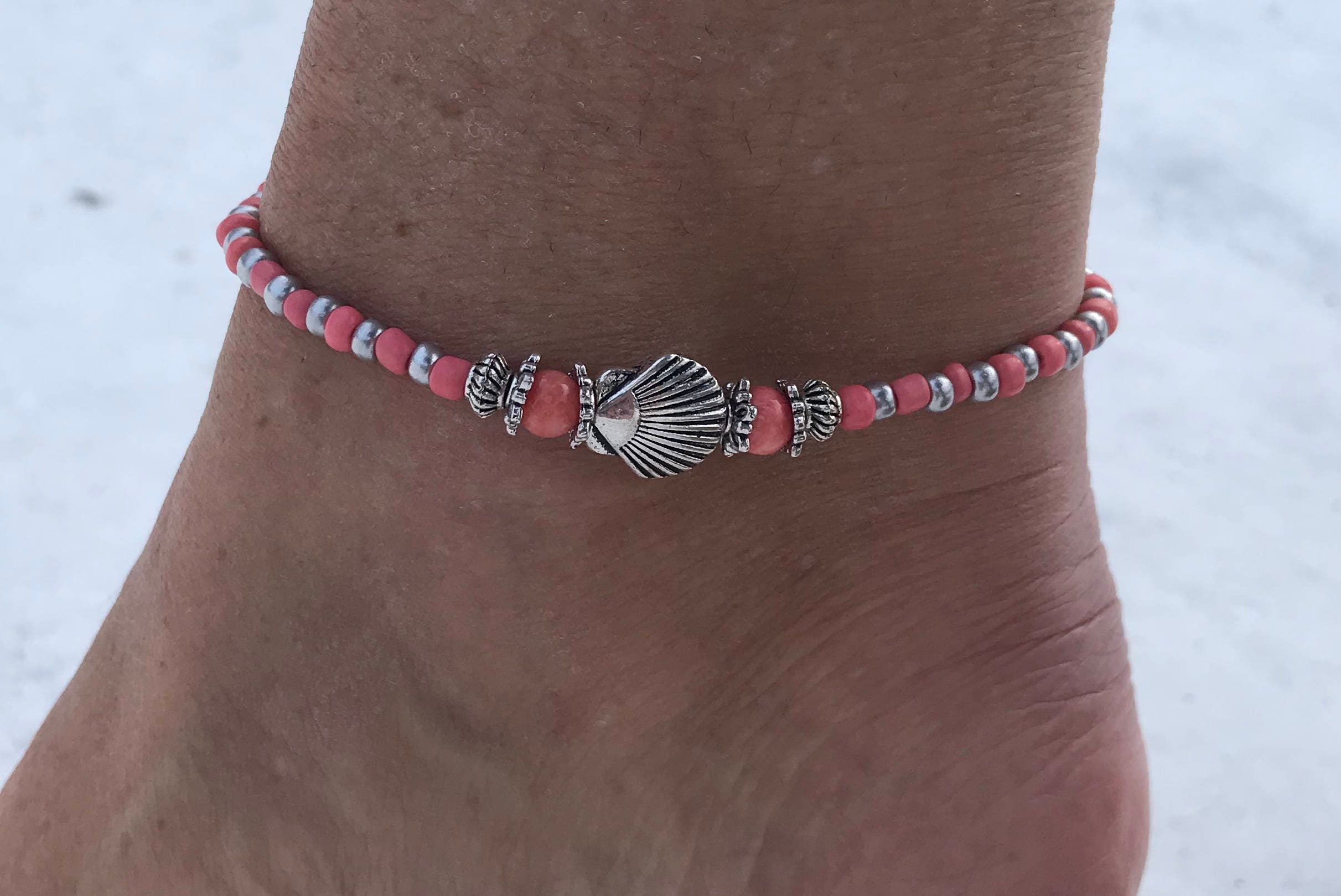 Ankle Bracelet Beach Anklet Sea Shell Anklet Beaded Anklet - Etsy