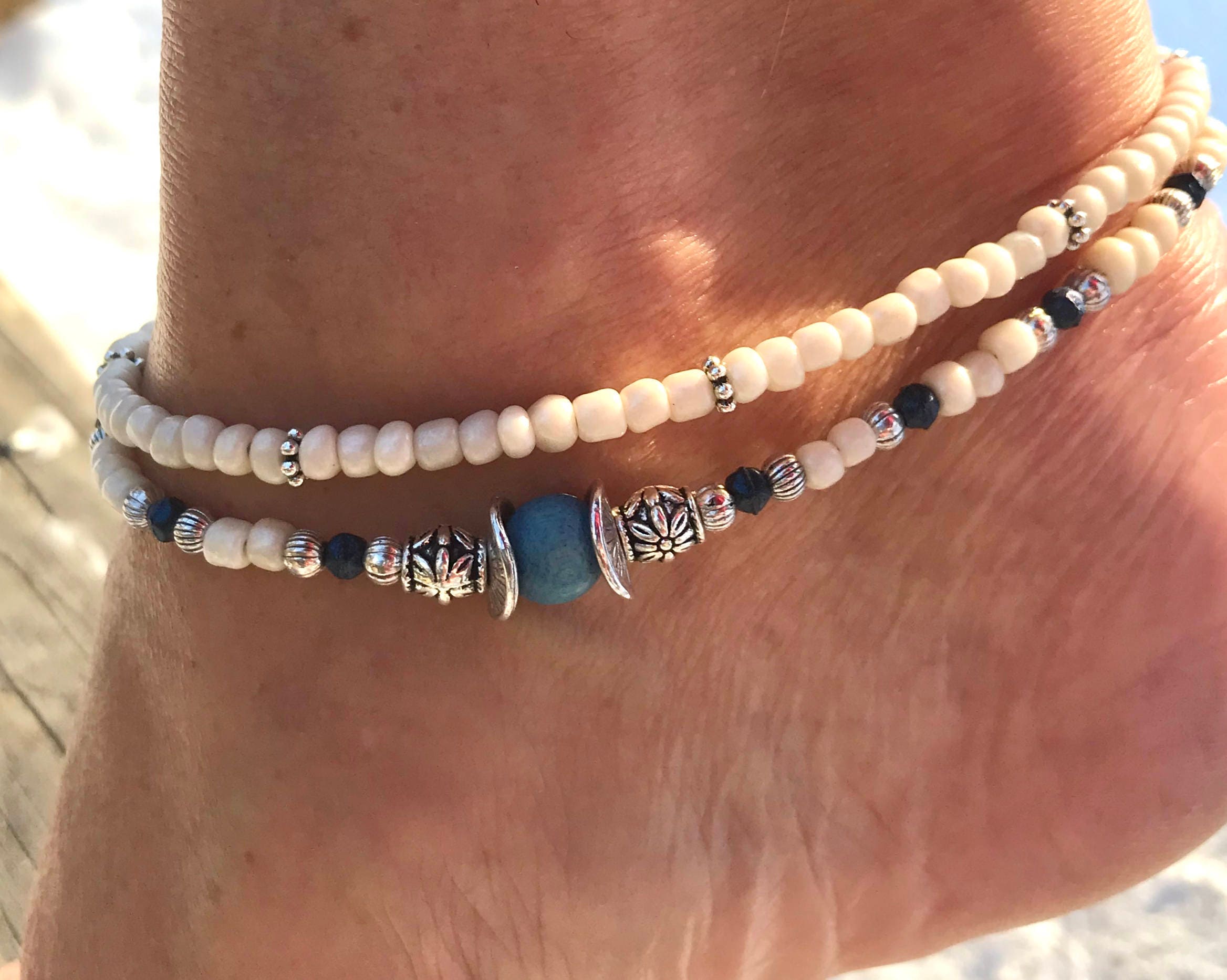 Ankle Bracelet Beach Anklet Boho Anklet Beaded Anklet - Etsy