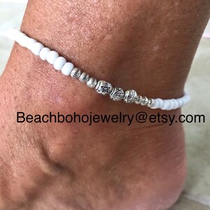 Ankle Bracelet, Beach Anklet, Anklets for Women, White Anklet, Beaded ...
