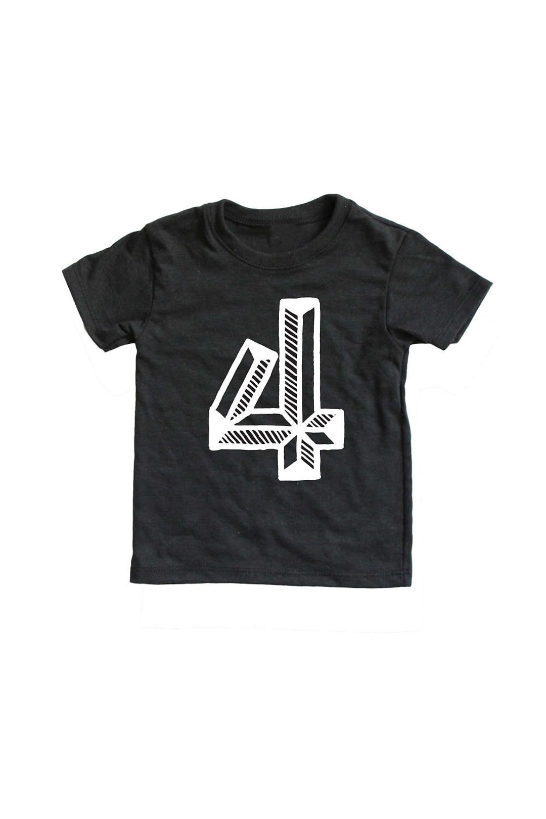 4, Black and White, Fourth Birthday Shirt, Number Four Shirt, 4 Shirt ...