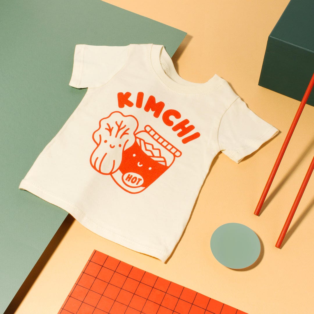 Kawaii Kimchi Kids Shirt, Organic Cotton AANHPI Tee - Etsy