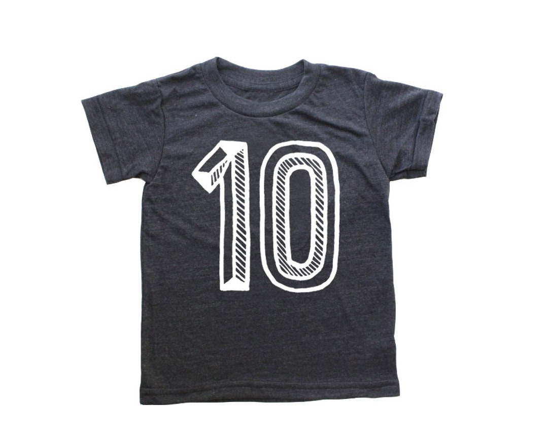 10, Black and White, Ten Birthday Shirt, Number Ten Shirt, 10th ...