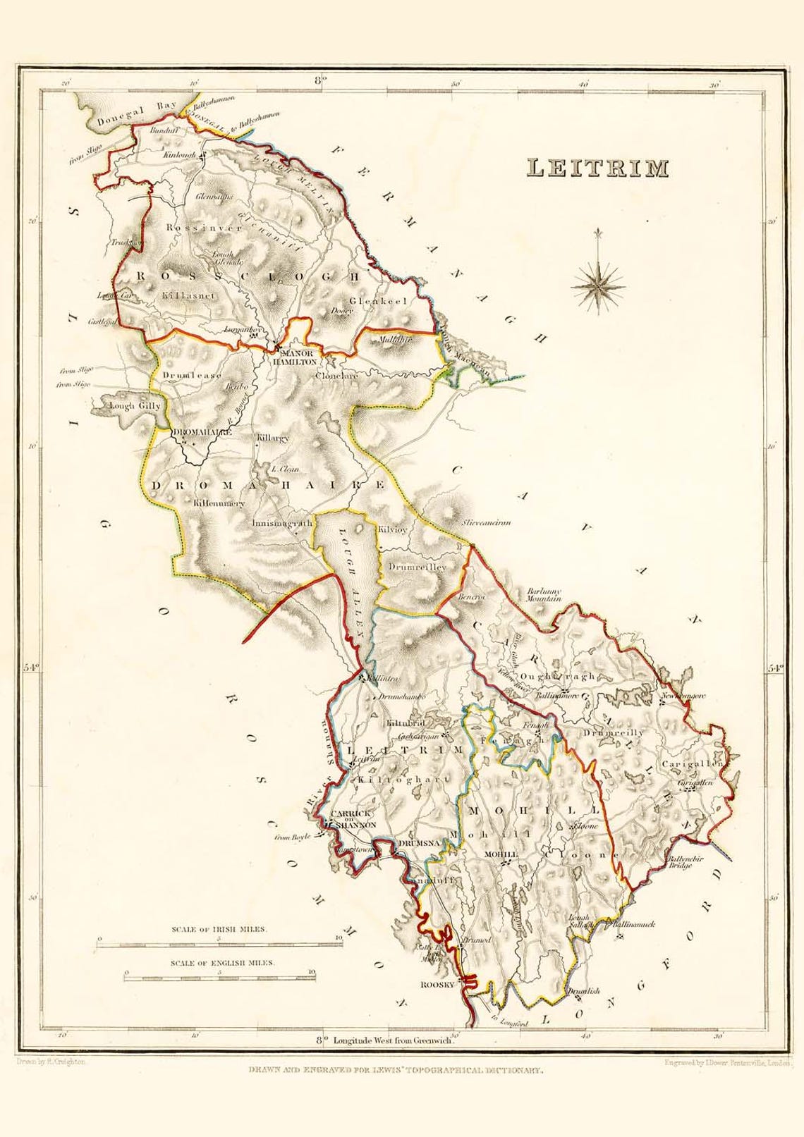 County Leitrim Ireland - 1837 - Antique Irish Map - DIGITAL DOWNLOAD - Etsy