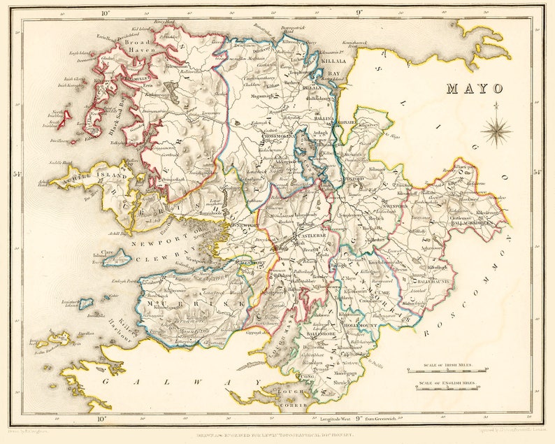 County Mayo Ireland 1837 Antique Irish Map 2 Sizes - Etsy UK
