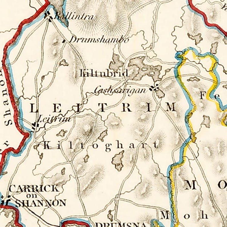 County Leitrim Ireland - 1837 - Antique Irish Map - DIGITAL DOWNLOAD - Etsy