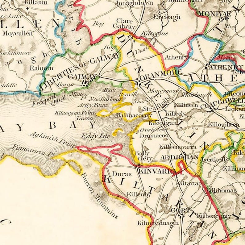 County Galway Ireland - 1837 - Antique Irish Map - DIGITAL DOWNLOAD - Etsy