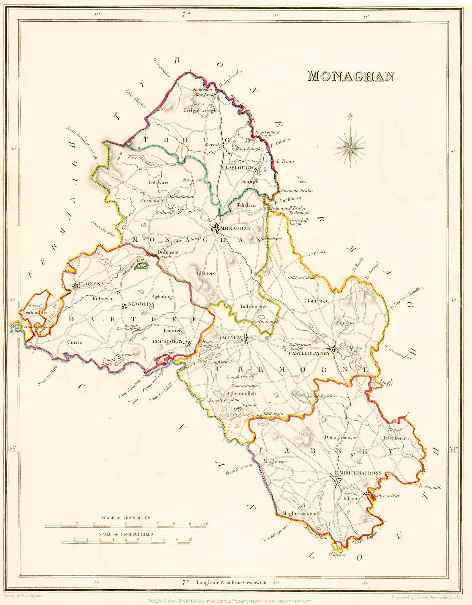 County Monaghan Ireland 1837 Antique Irish Map 2 Sizes - Etsy
