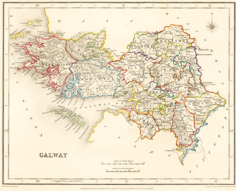 County Galway Ireland 1837 Antique Irish Map 2 Sizes - Etsy UK