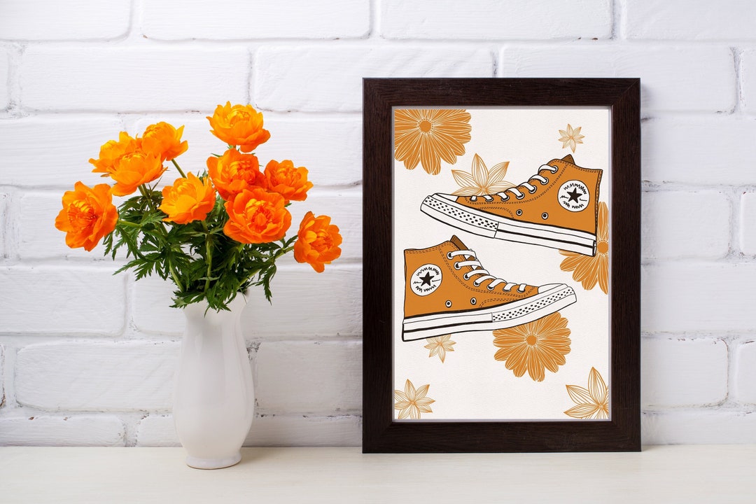 Converse Original Art, Sneakers Art Print, Printable Art, Floral Art ...