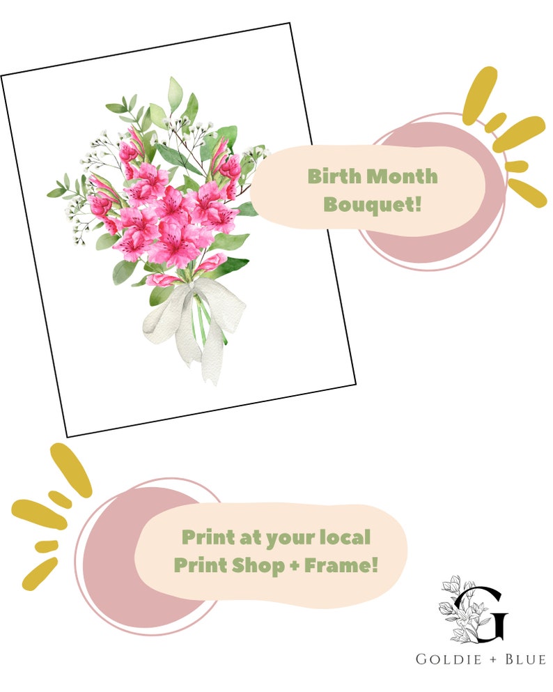 AUGUST BIRTH FLOWER Bouquet, Digital Print, Wall Decor, Art Printable ...