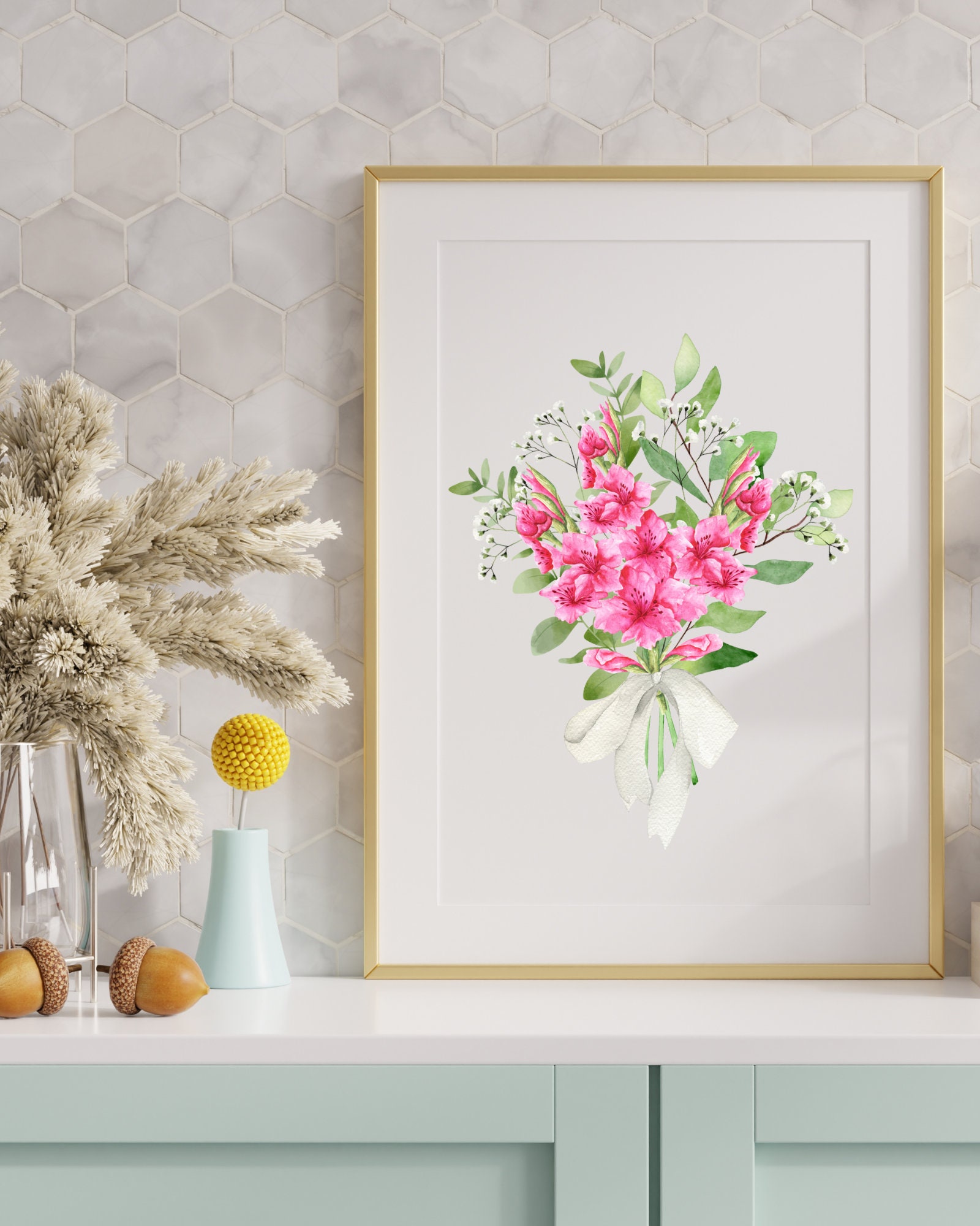 AUGUST BIRTH FLOWER Bouquet, Digital Print, Wall Decor, Art Printable ...