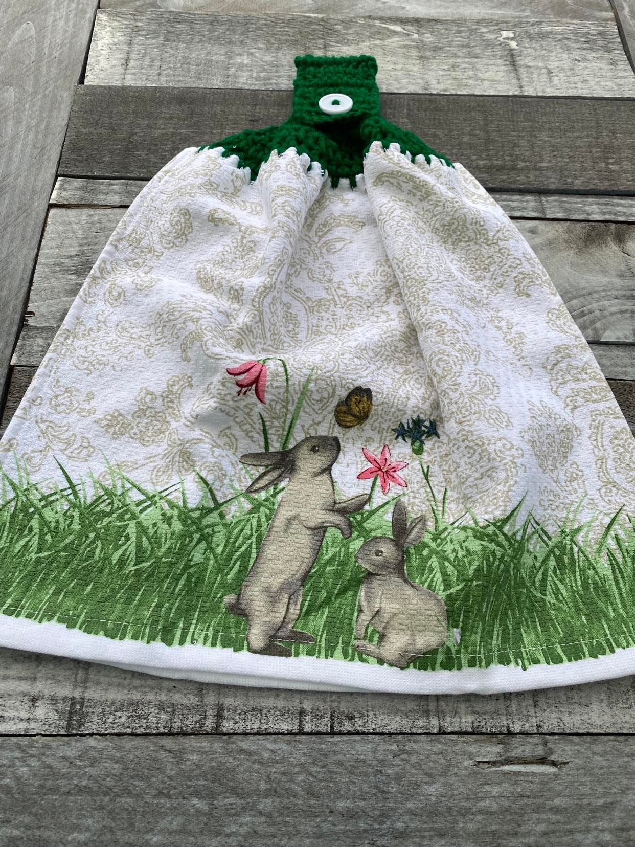 Floral Bunny Towels, Spring Bunny Crochet Top Towels, Easter Rabbit ...