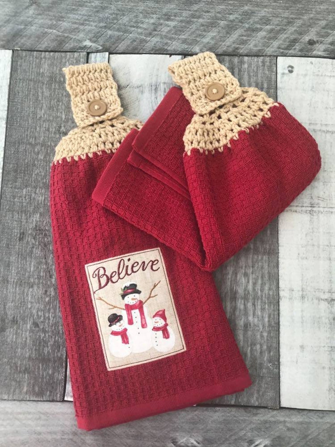 Christmas Hand Towels, Christmas Hanging Towels, Snowman Crochet Top ...