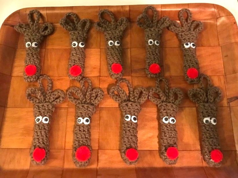 Reindeer Candy Cane Holder Crochet Reindeer Candy Cane - Etsy