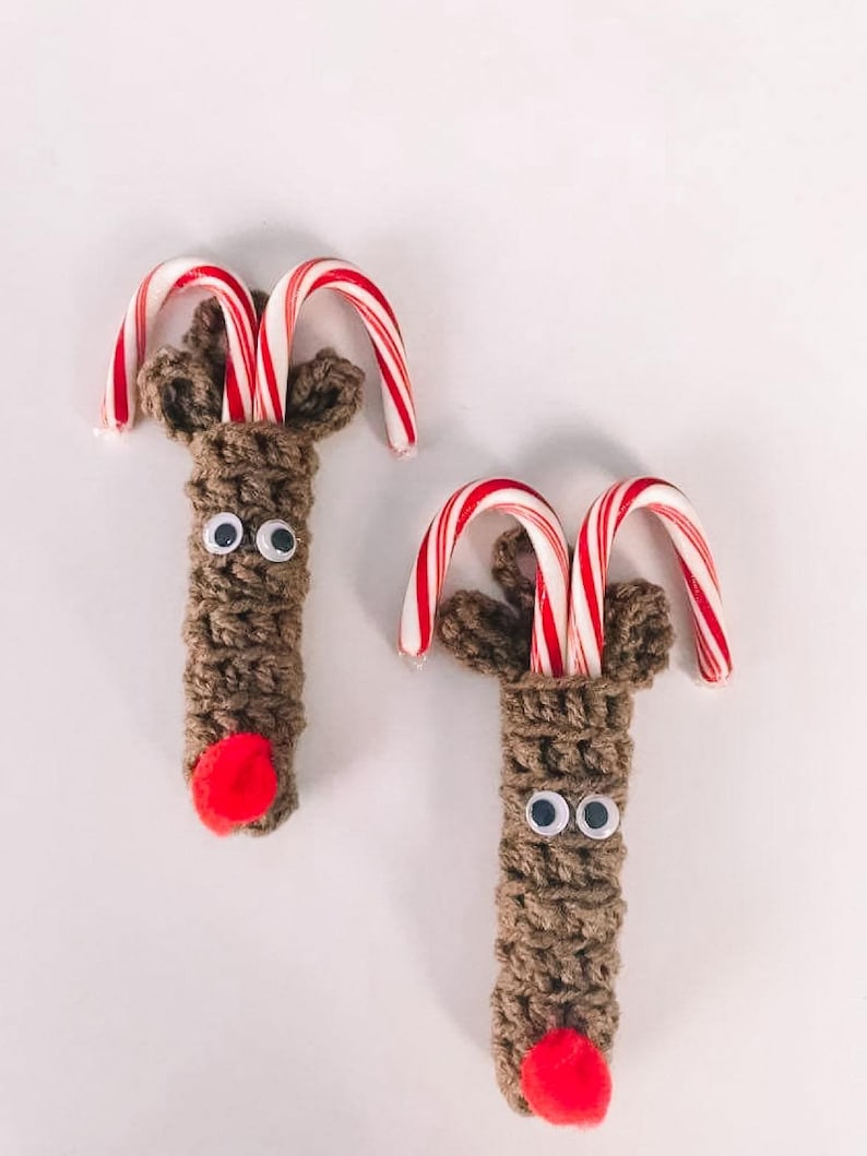 Reindeer Candy Cane Holder Crochet Reindeer Candy Cane - Etsy