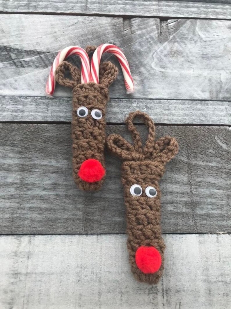 Reindeer Candy Cane Holder Crochet Reindeer Candy Cane - Etsy