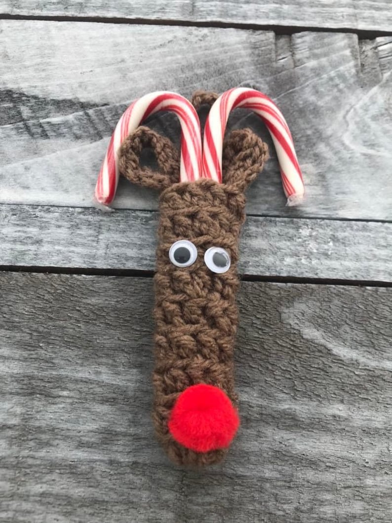 Reindeer Candy Cane Holder Crochet Reindeer Candy Cane - Etsy