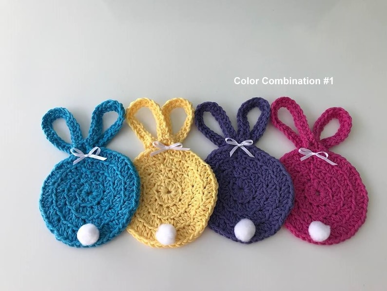 Easter Bunny Coasters, Crochet Bunny Coaster Set, Crochet Easter ...