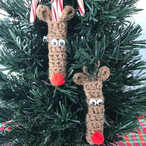 Reindeer Candy Cane Holder, Crochet Reindeer Candy Cane Holder, Crochet ...