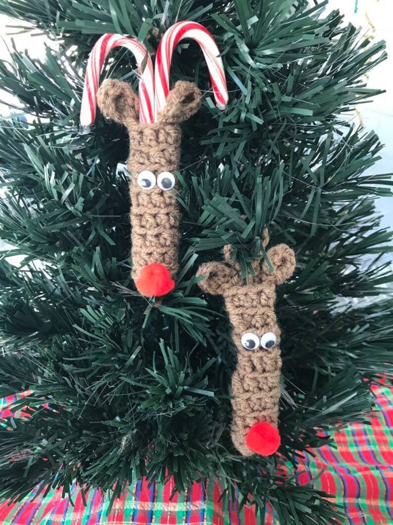 Reindeer Candy Cane Holder Crochet Reindeer Candy Cane - Etsy