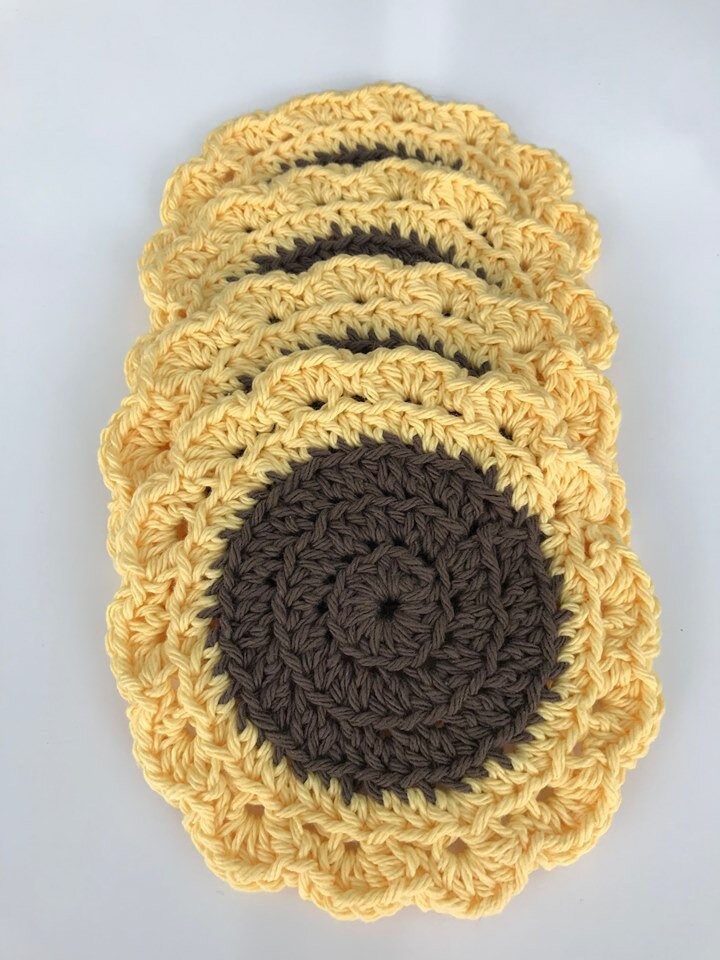 Sunflower Coaster Set Sunflower Coasters Crochet Sunflower | Etsy