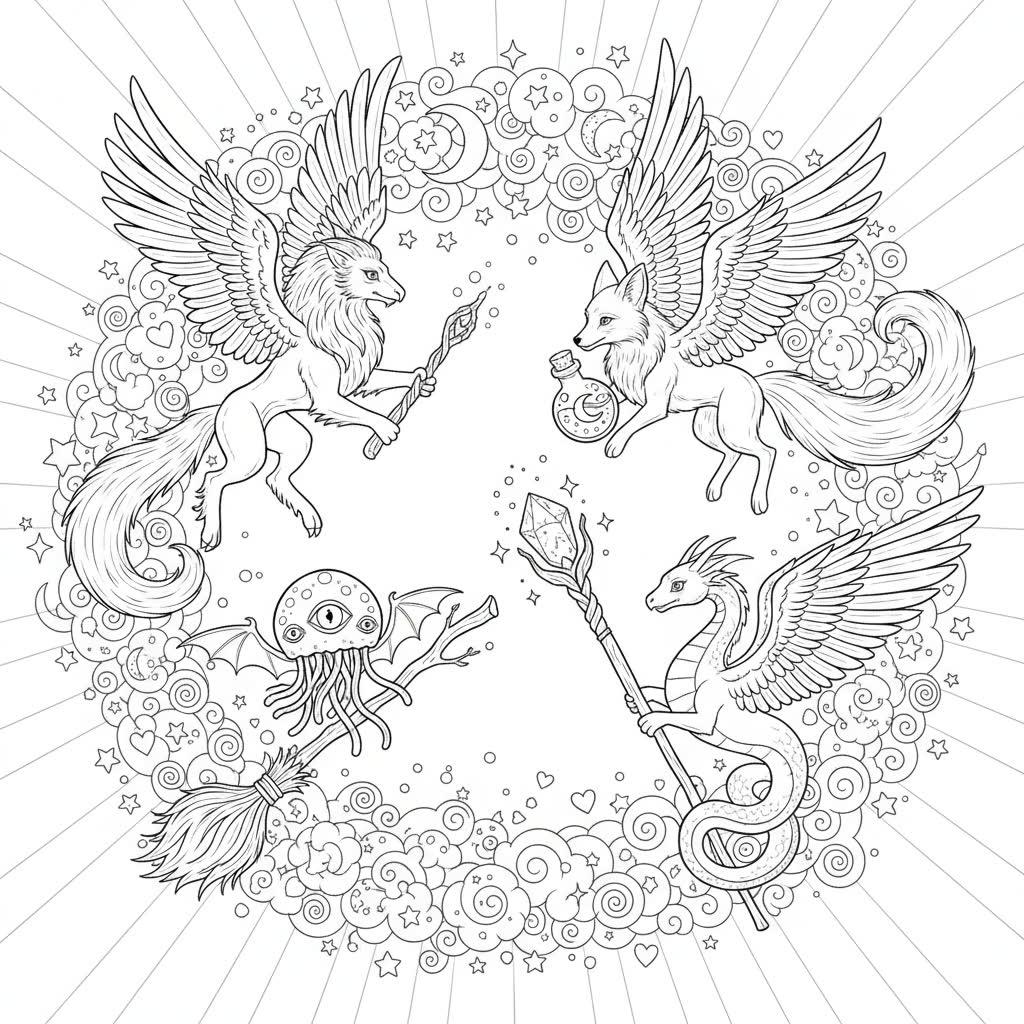 The Chilluminati - Familiars in Action: Digital Coloring Book - Etsy