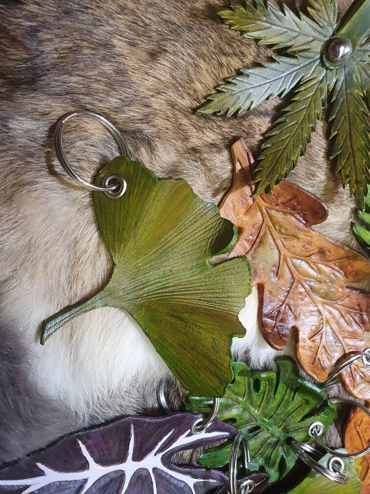 Leather Leaf Keyfob Keyring. Tropical Plants Leaves. Oak - Etsy