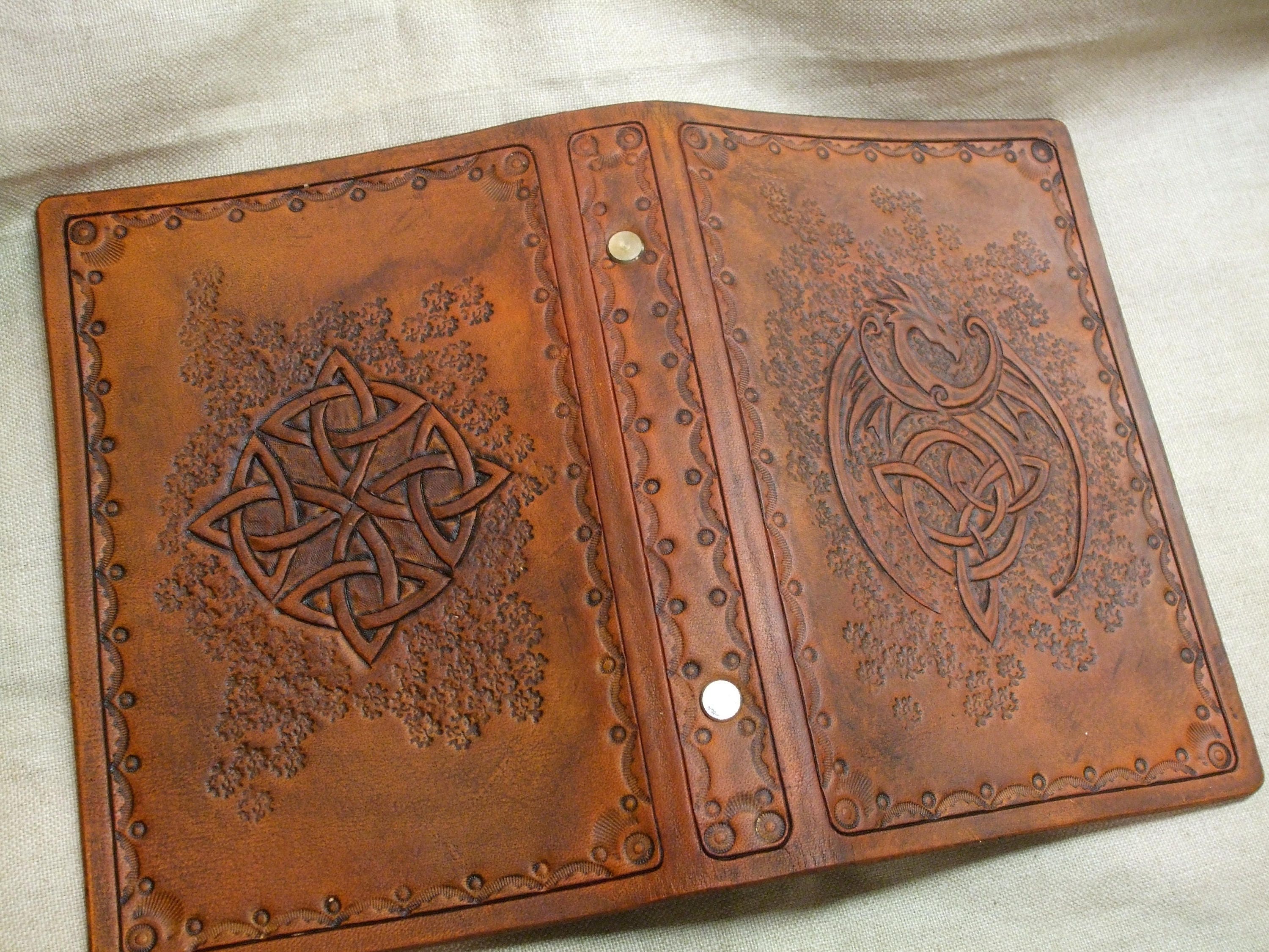 Hand Made Celtic Dragon Leather File/binder Cover A6 Filofax - Etsy UK