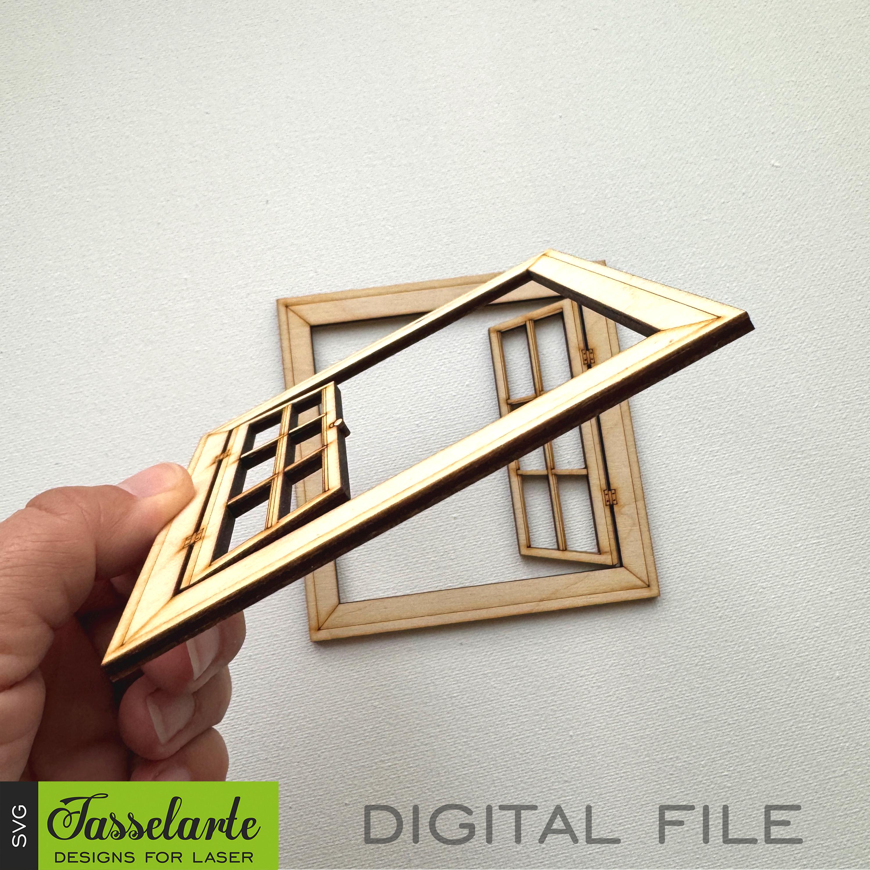 Miniature Window Frame, Square, Open 3D Effect / SVG Vector FILE for ...