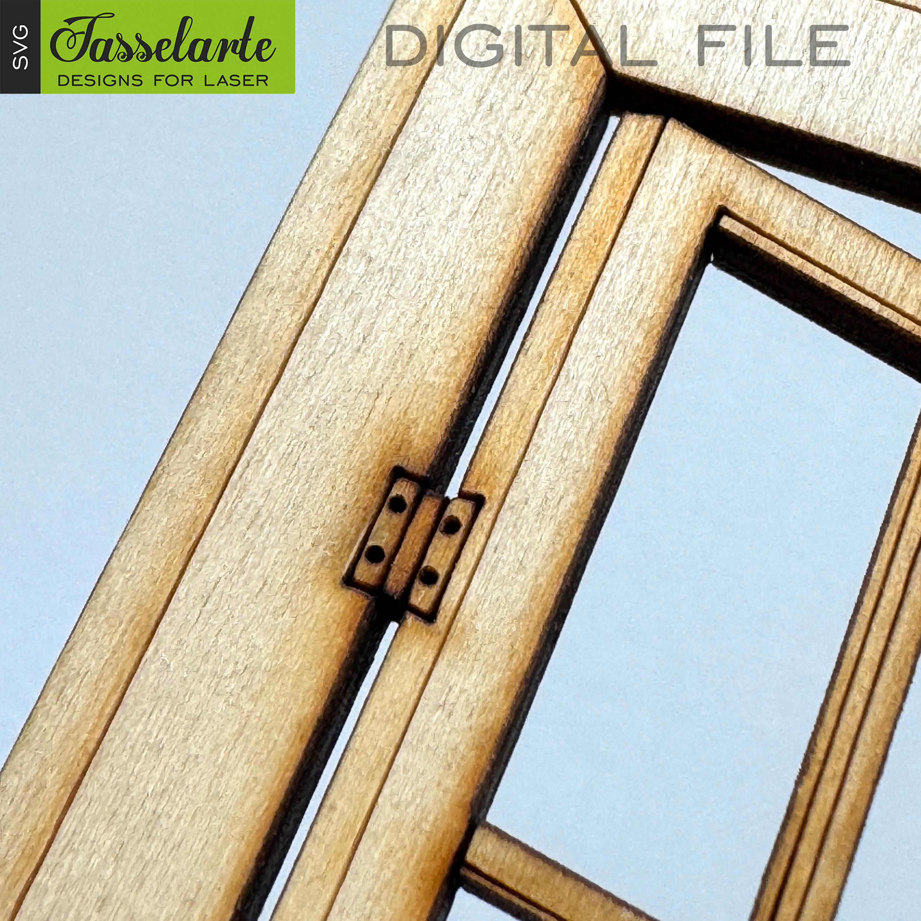 Miniature Window Frame, Open, 3D Effect / SVG Vector FILE for Laser ...