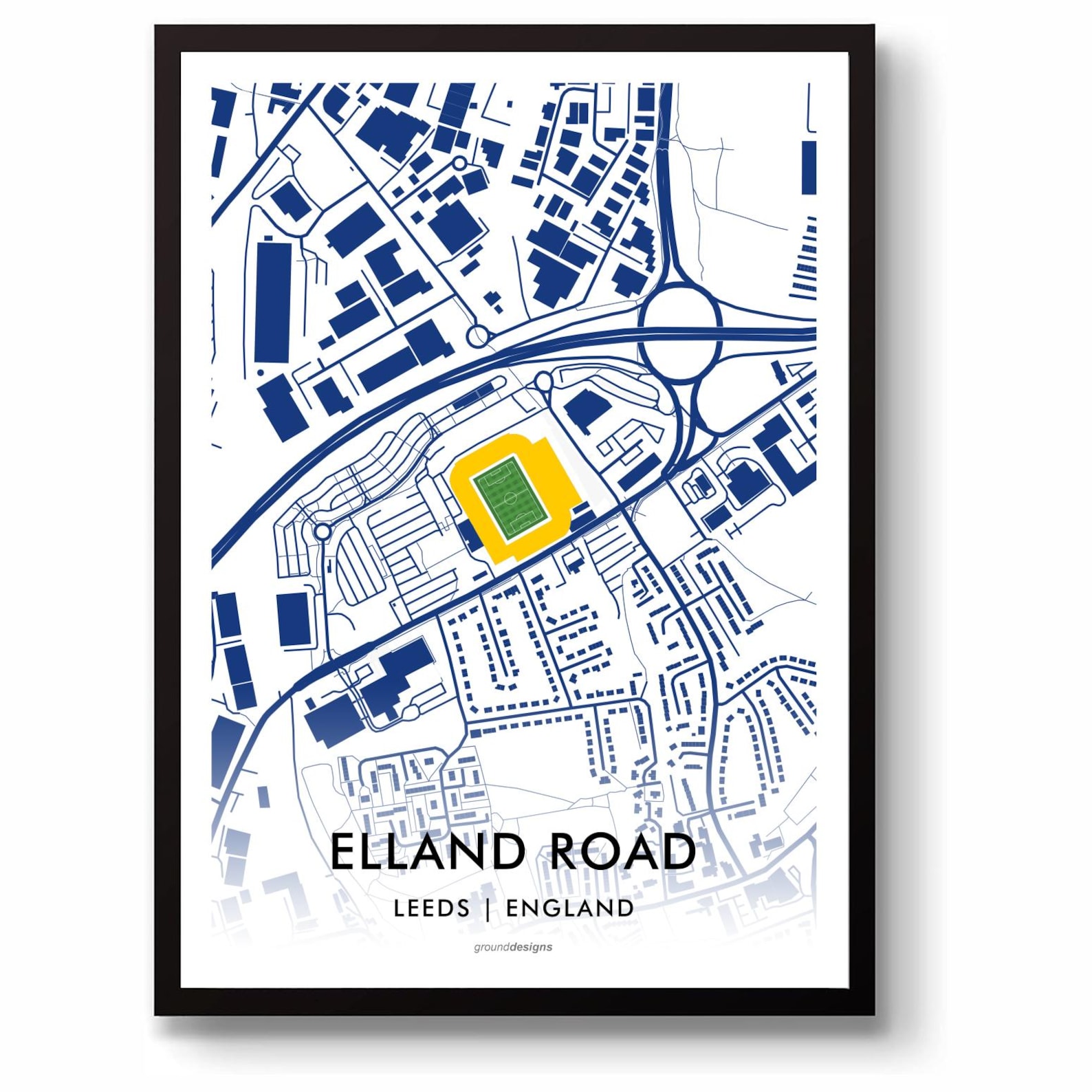 Leeds United FC Elland Road Wall Art Print - Football Stadium Map - Etsy