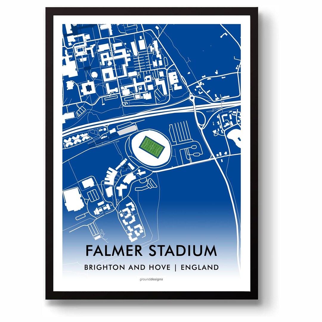 Brighton & Hove Albion FC Falmer Stadium Football Map Wall Art Print - Etsy